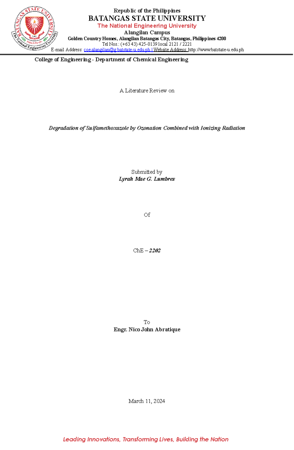 Hatdogg.docx - BATANGAS STATE UNIVERSITY The National Engineering ...