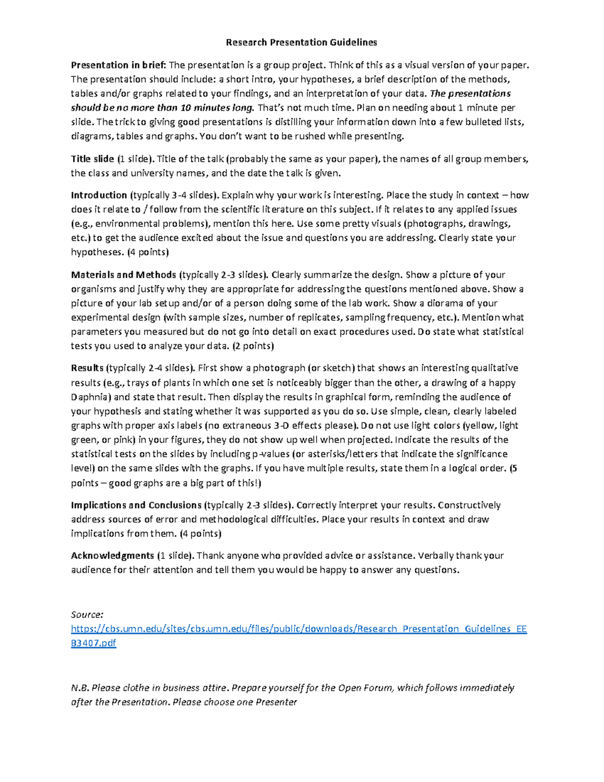 Research Presentation Guidelines Research Presentation Guidelines