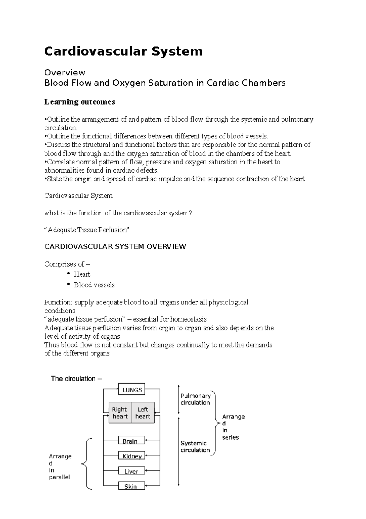 Overview Blood Flow and Oxygen Saturation in Cardiac Chambers ...