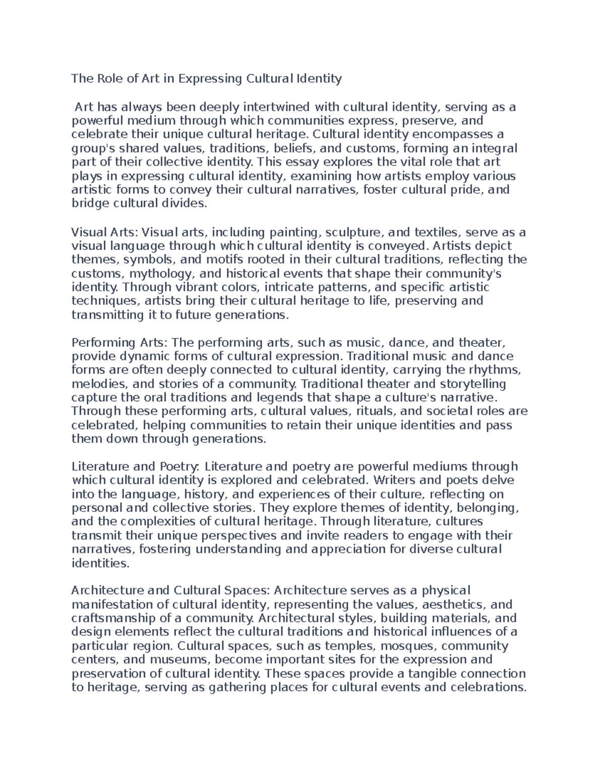 The Role of Art in Expressing Cultural Identity - Cultural identity ...