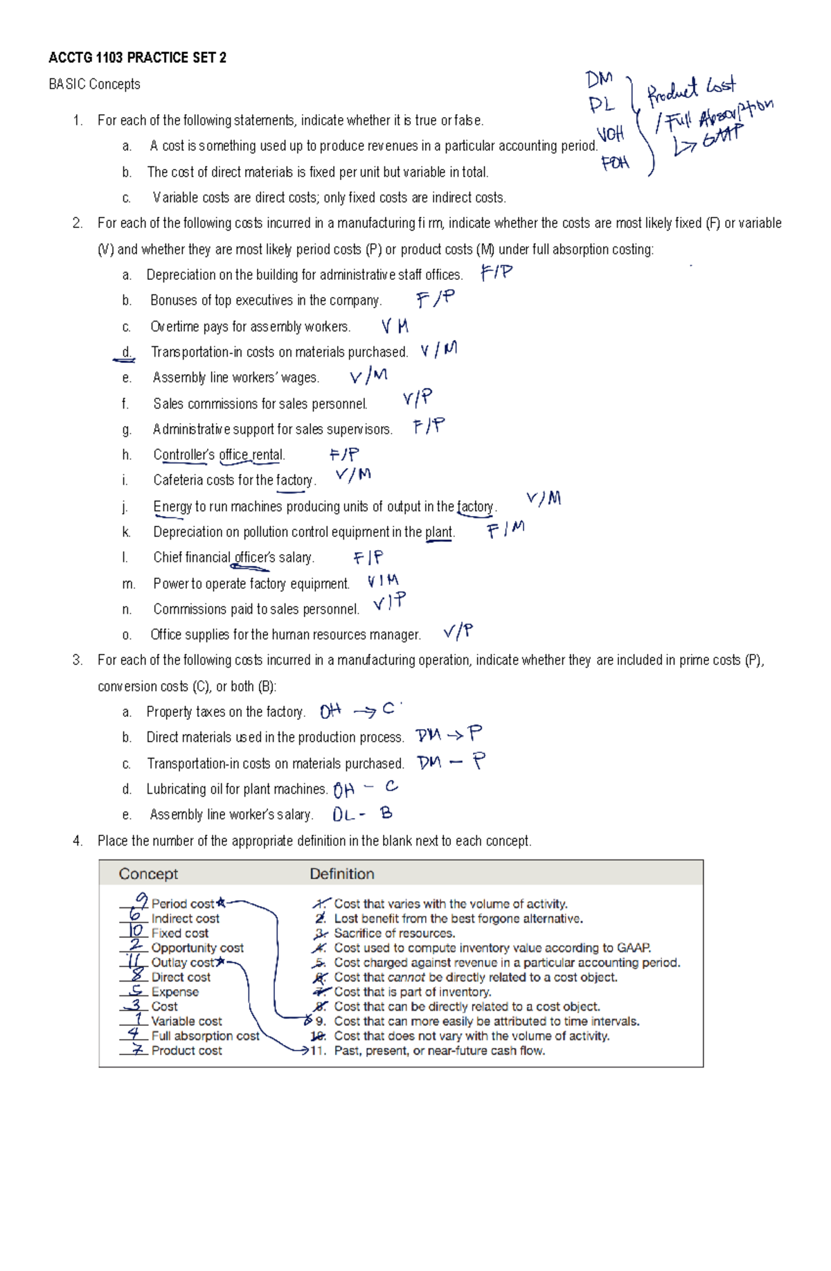 1103 Practice-Set-2 anotated - ACCTG 1103 PRACTICE SET 2 BASIC Concepts For each of the ...