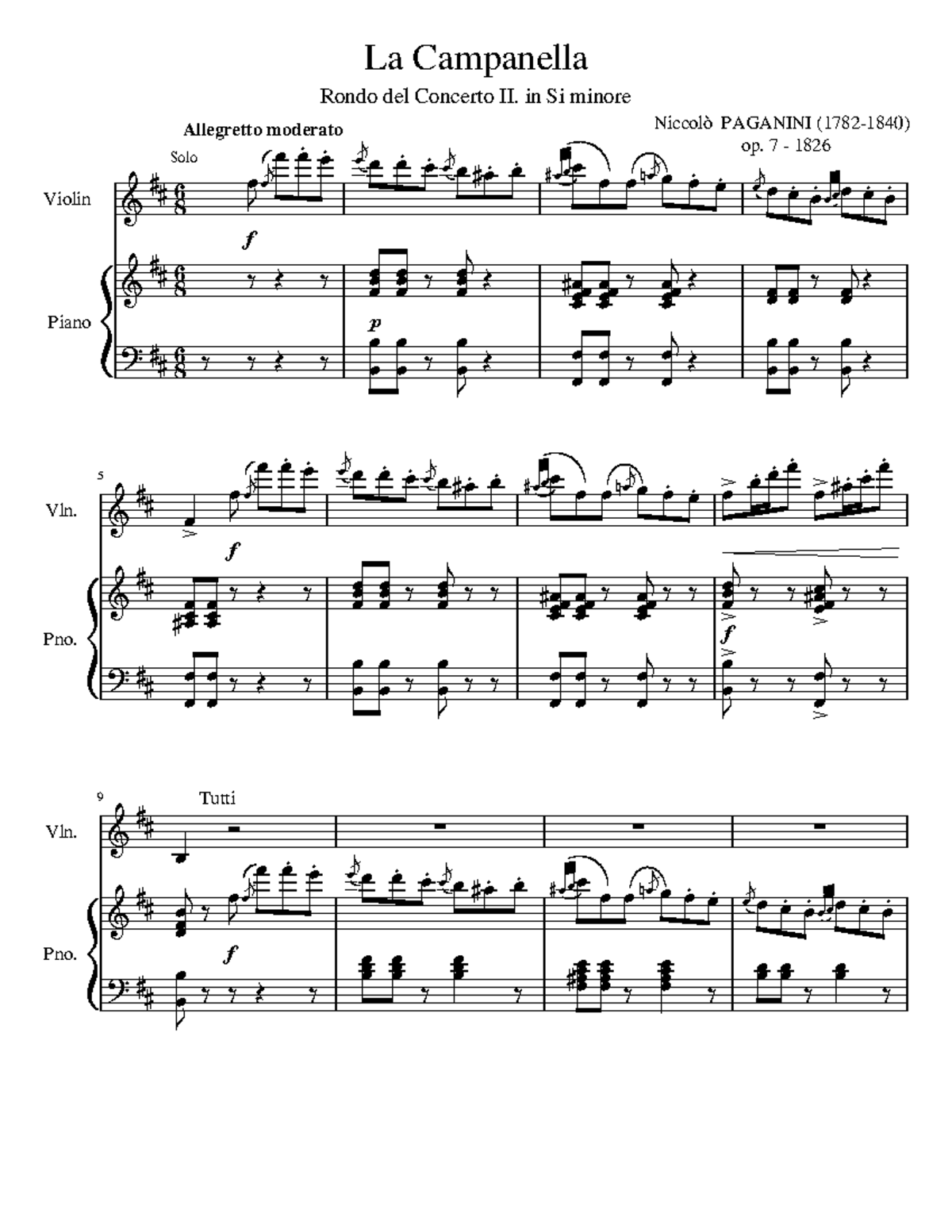 La Campanella - obra - Niccolò PAGANINI (1782-1840) op. 7 - 1826 La Campanella Rondo del ...