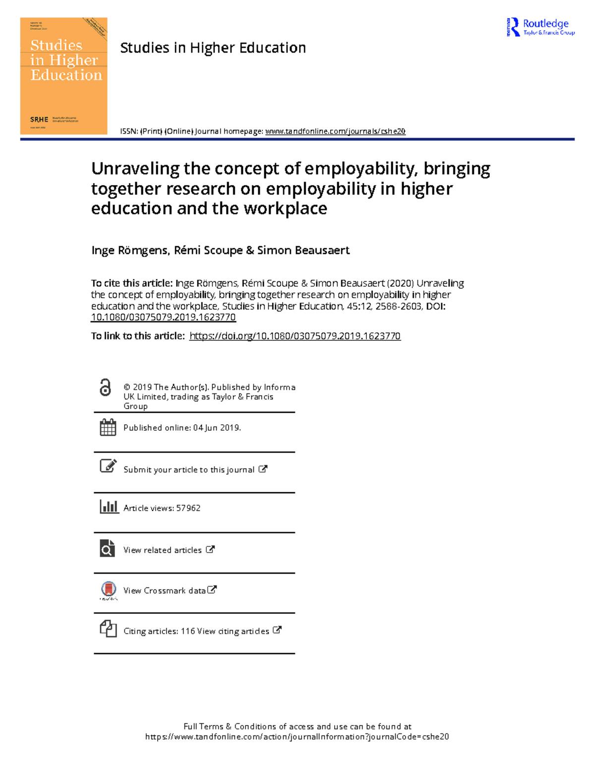 Unraveling the concept of employability bringing together research on ...