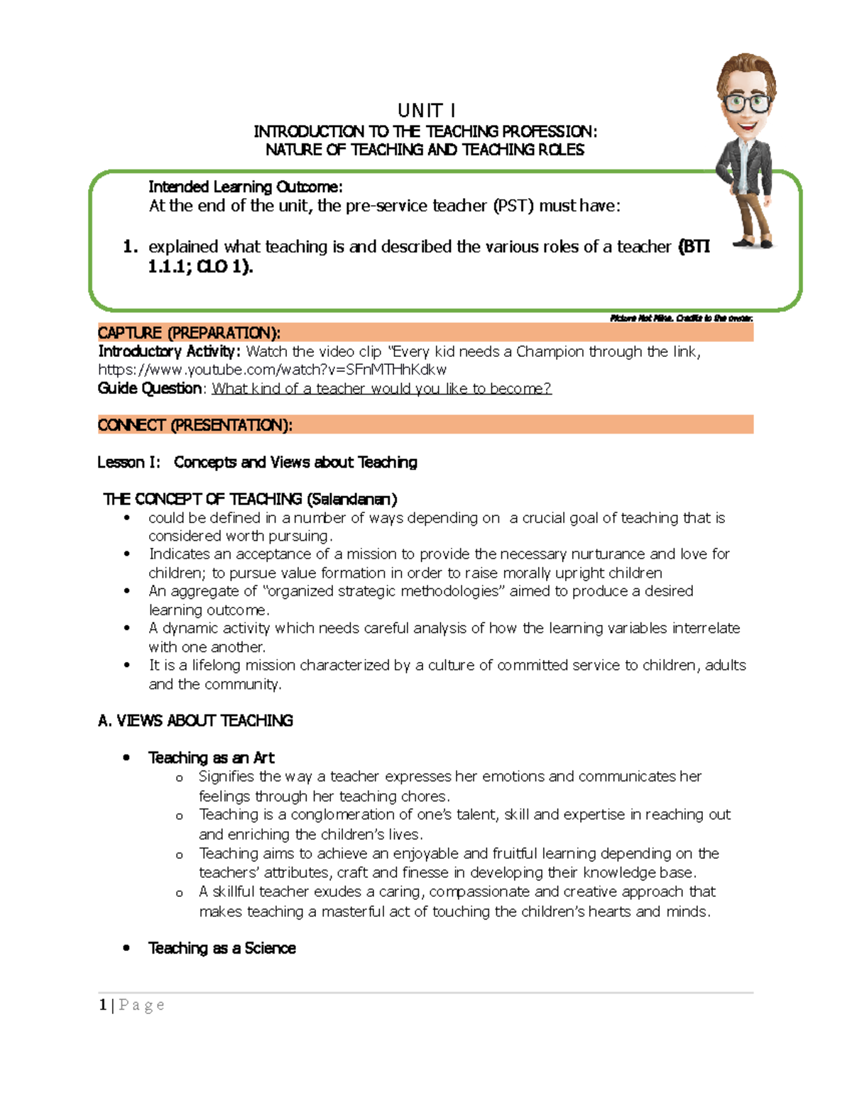 2 - test - UNIT I INTRODUCTION TO THE TEACHING PROFESSION: NATURE OF ...