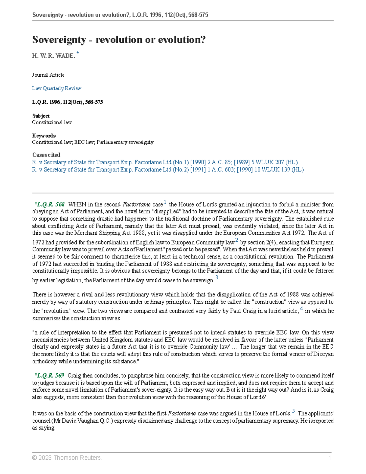 Sovereignty - revolution or evolution - W. R. WADE. * Journal Article ...