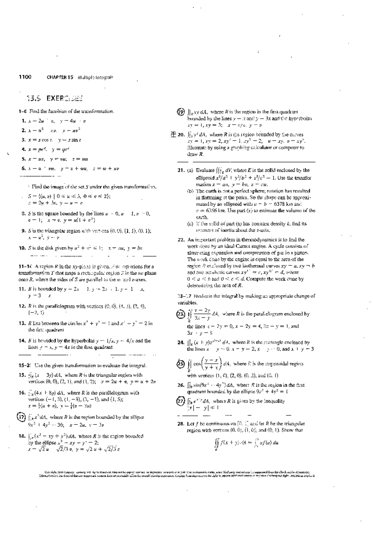 Calc tut8 - 1100 CHAPTER 15 Multiple Integrals 15 EXERCISES Find the Jacobian of the ...
