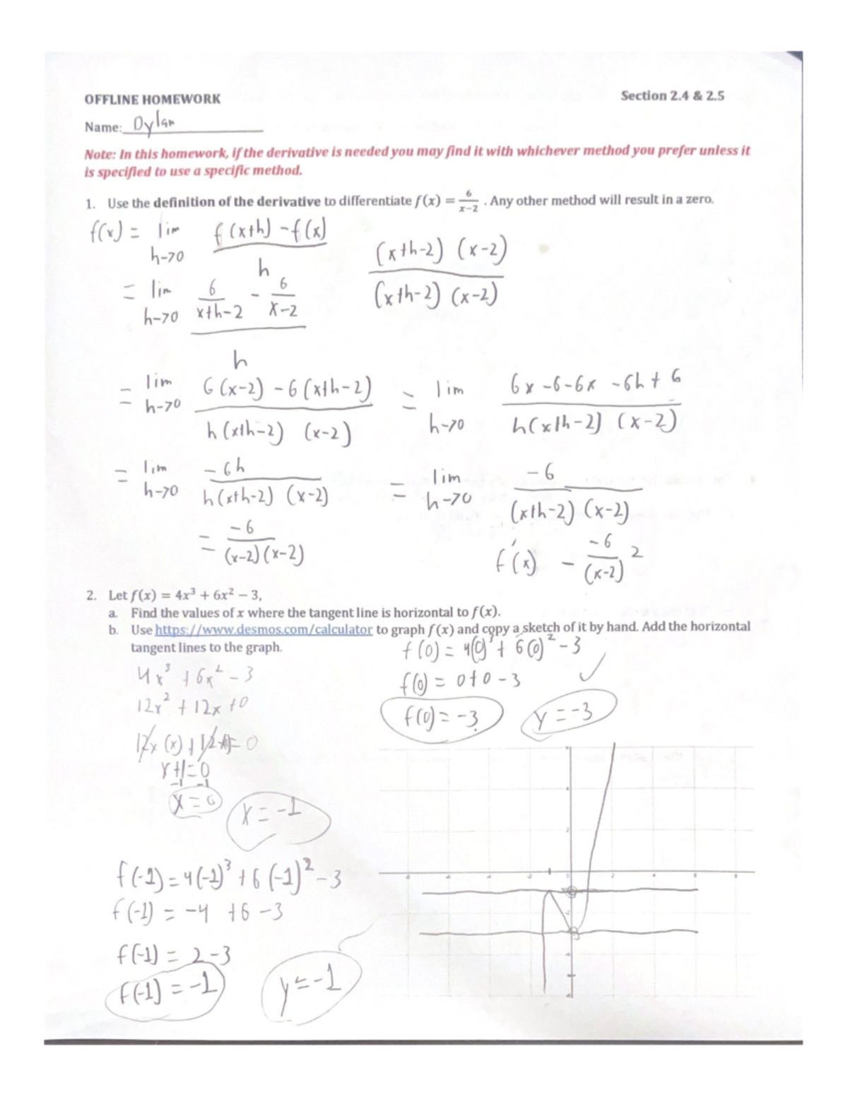 Offline Homework 2 - OFFLINE HOMEWORK Section 2 2 Name: Dylan Note: In ...