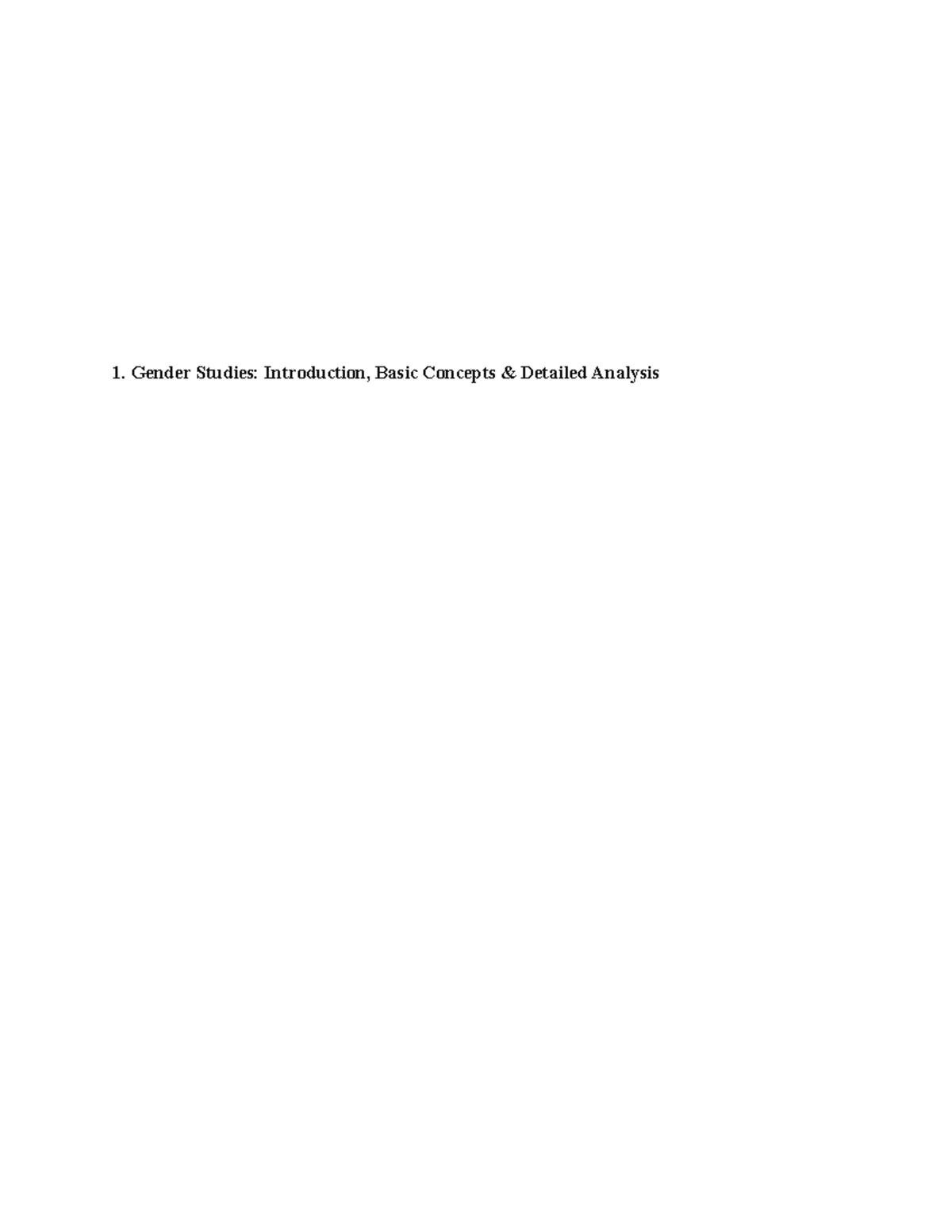 Introduction TO Gender Studies - Gender Studies: Introduction, Basic ...