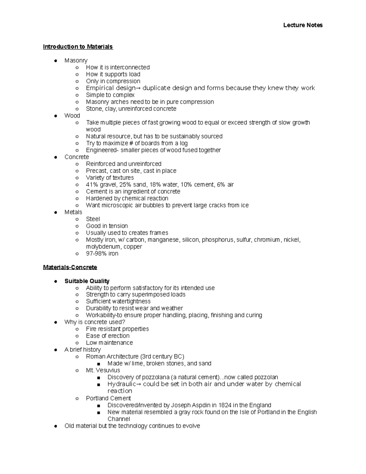 Lecture Notes Pt. 1 - Introduction to Materials Masonry How it is ...