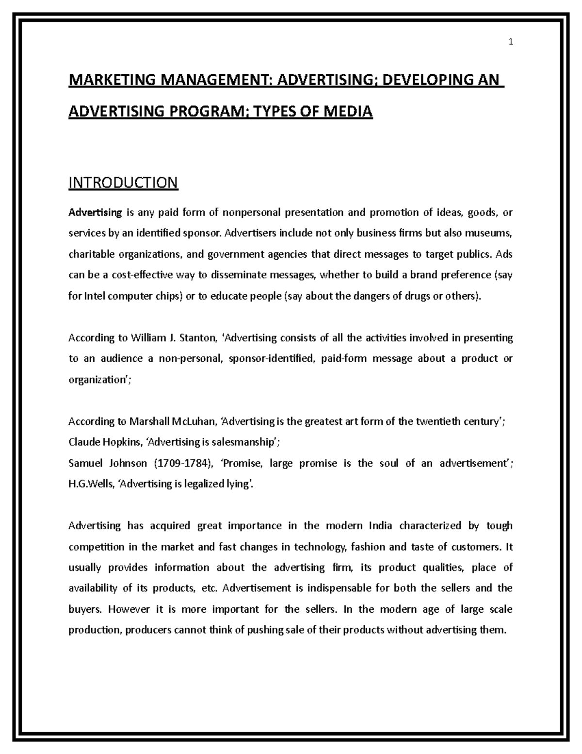 Advertising; Developing AN Advertising Program; Types OF Media ...
