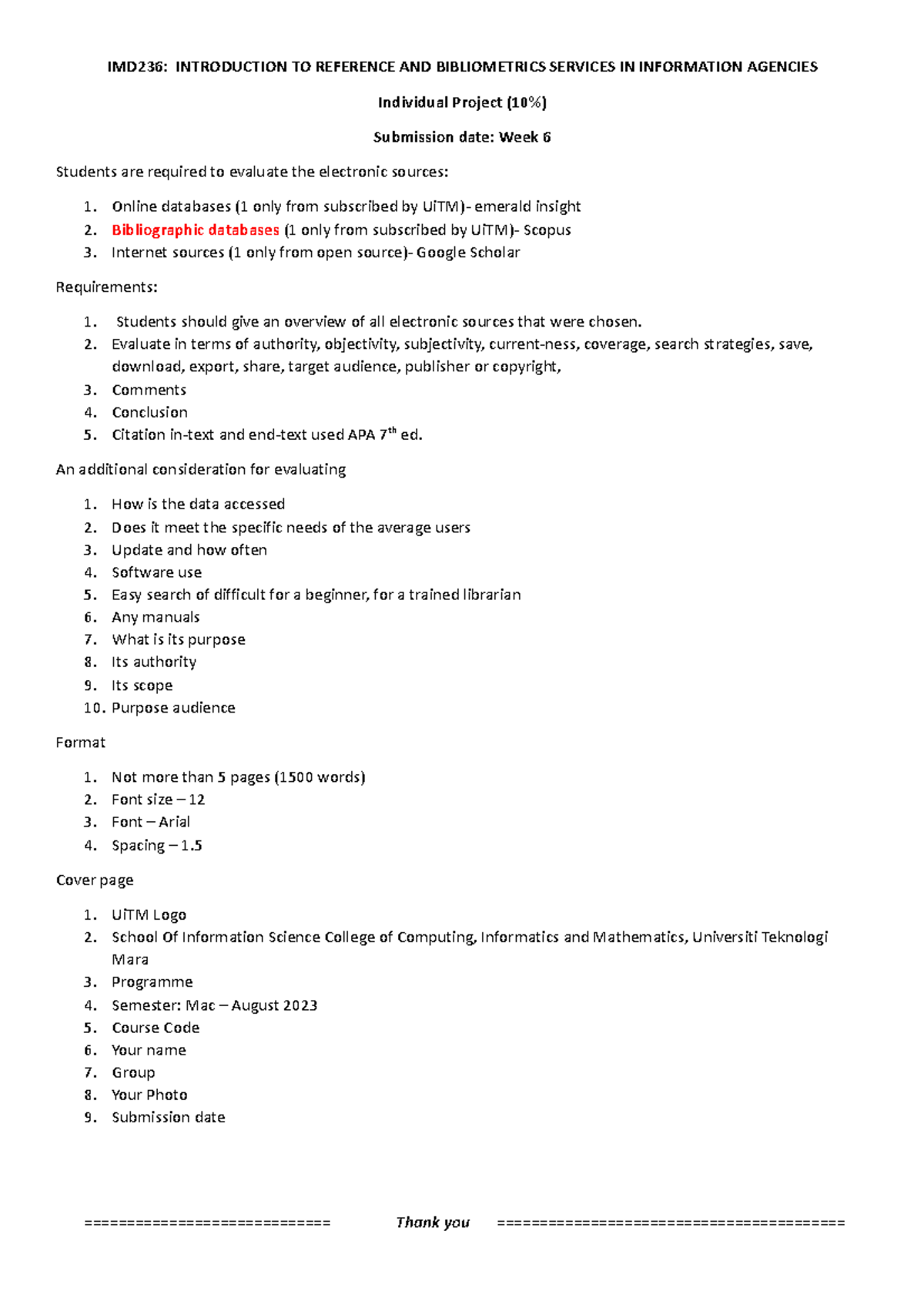 IMD236 Individual project Oct 2023 - IMD236: INTRODUCTION TO REFERENCE ...
