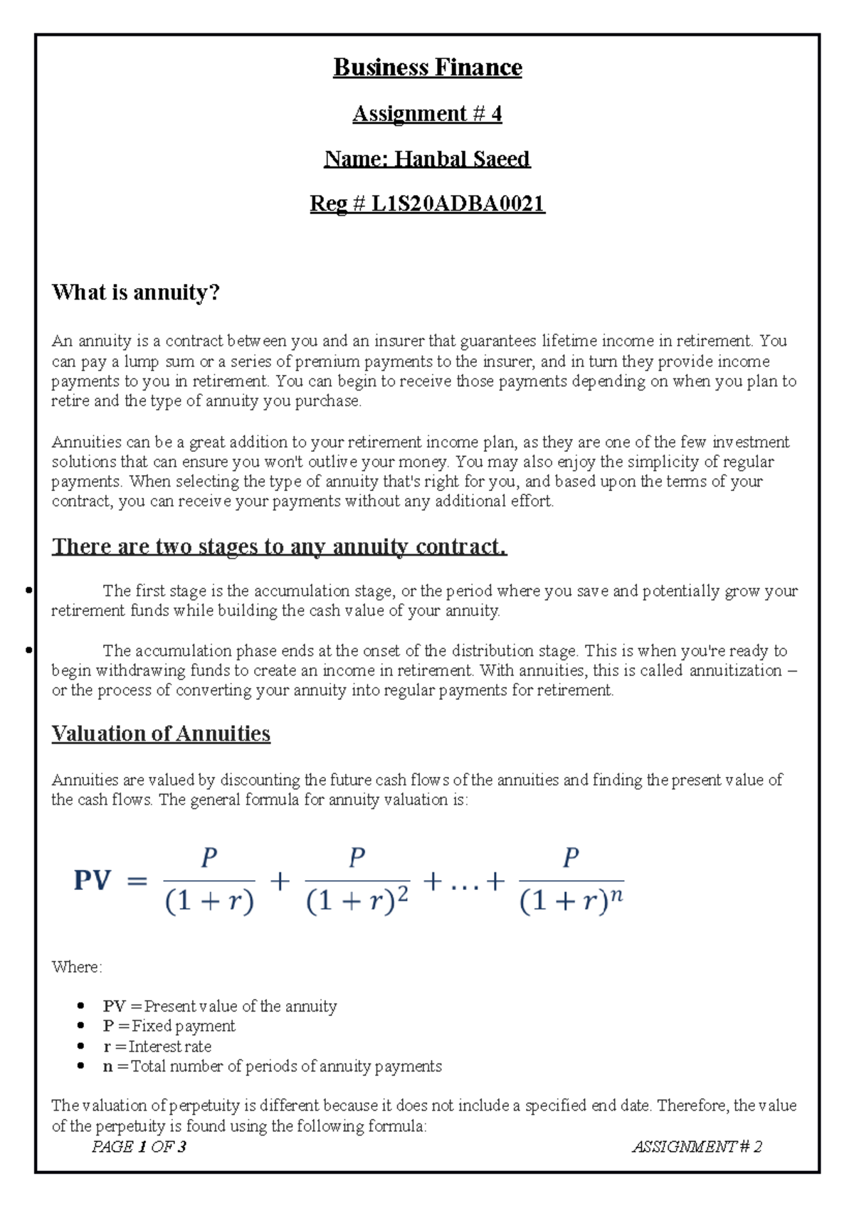 BF asgn 4 - GOOD DOCUMENT - Business Finance Assignment # 4 Name ...