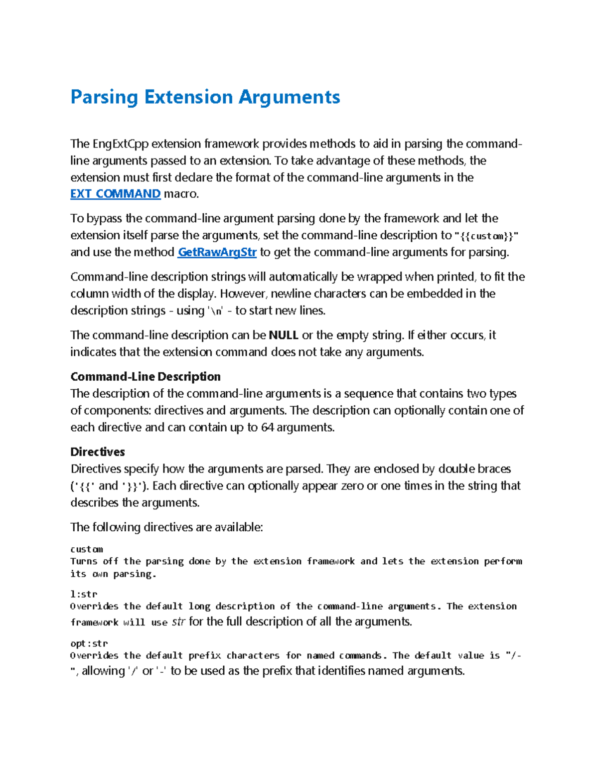 Document 34 (17) - Bob - Parsing Extension Arguments The EngExtCpp extension framework provides ...