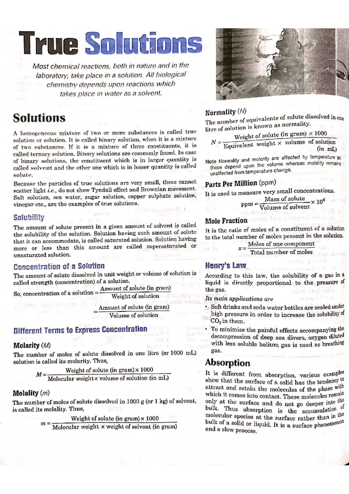 True solutions-chemistry - BSc Chemistry - Studocu