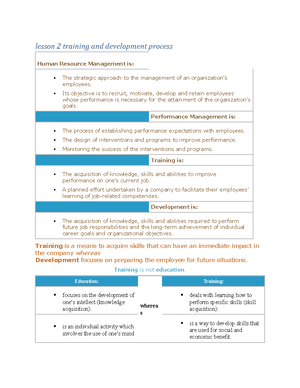 Chapter 7 - Training and Development - CHAPTER 7 – TRAINING AND DEVELOPMENT Multiple Choice ...
