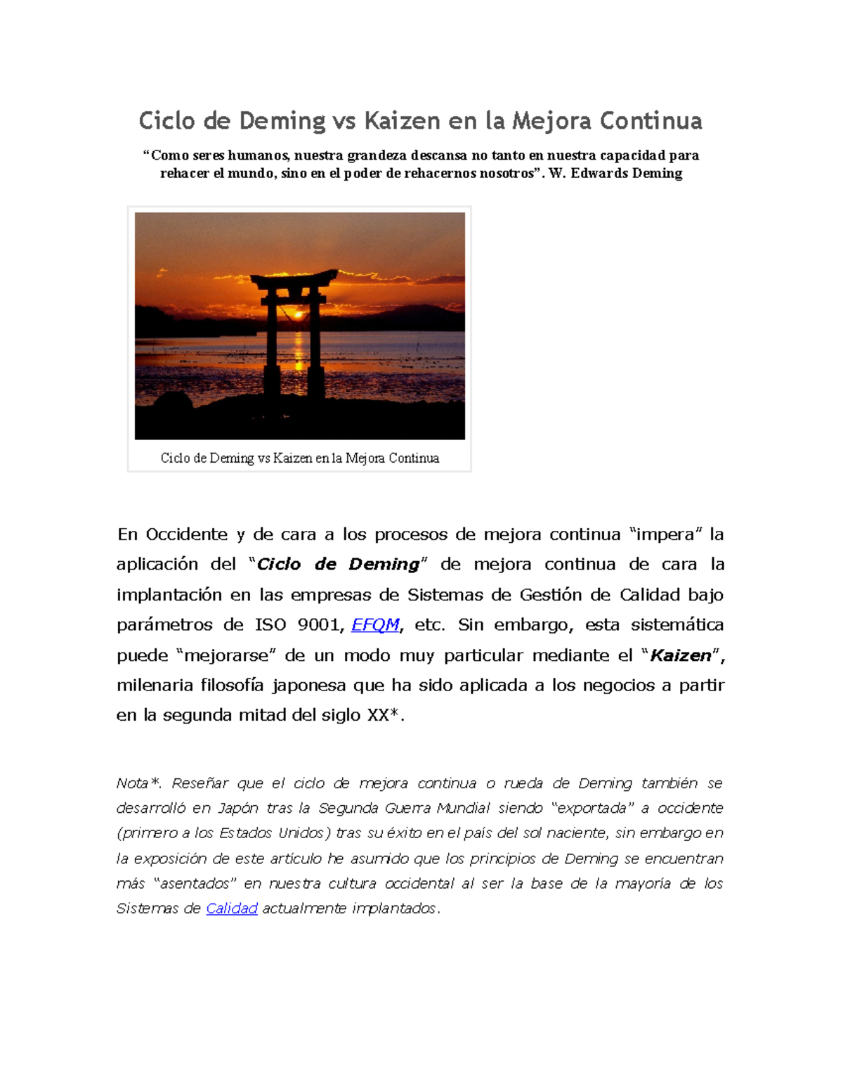 Ciclo de Deming vs Kaizen en la Mejora Continua - W. Edwards Deming ...