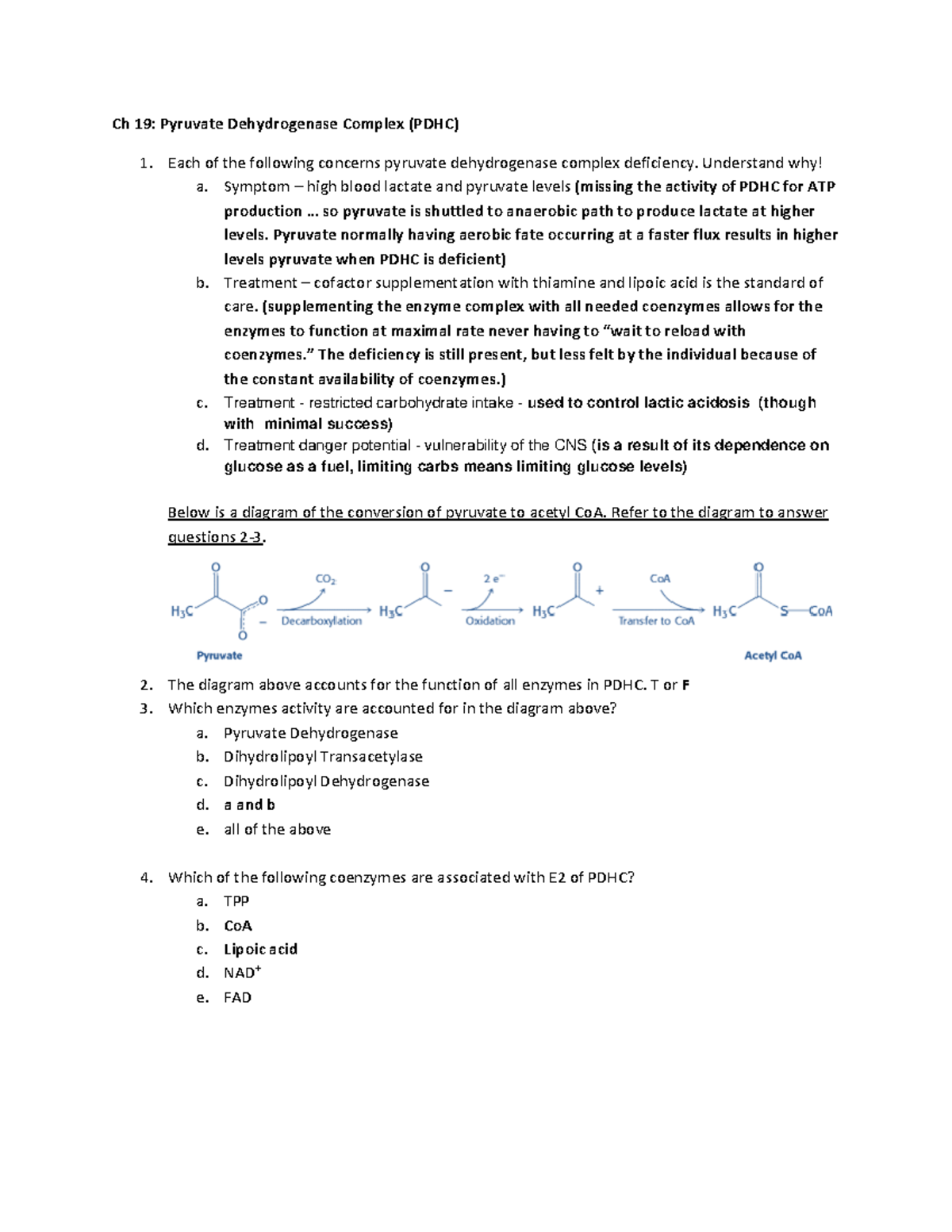 PDHC and TCA KEY - Prof: Dr. Pozzi - Ch 19: Pyruvate Dehydrogenase ...