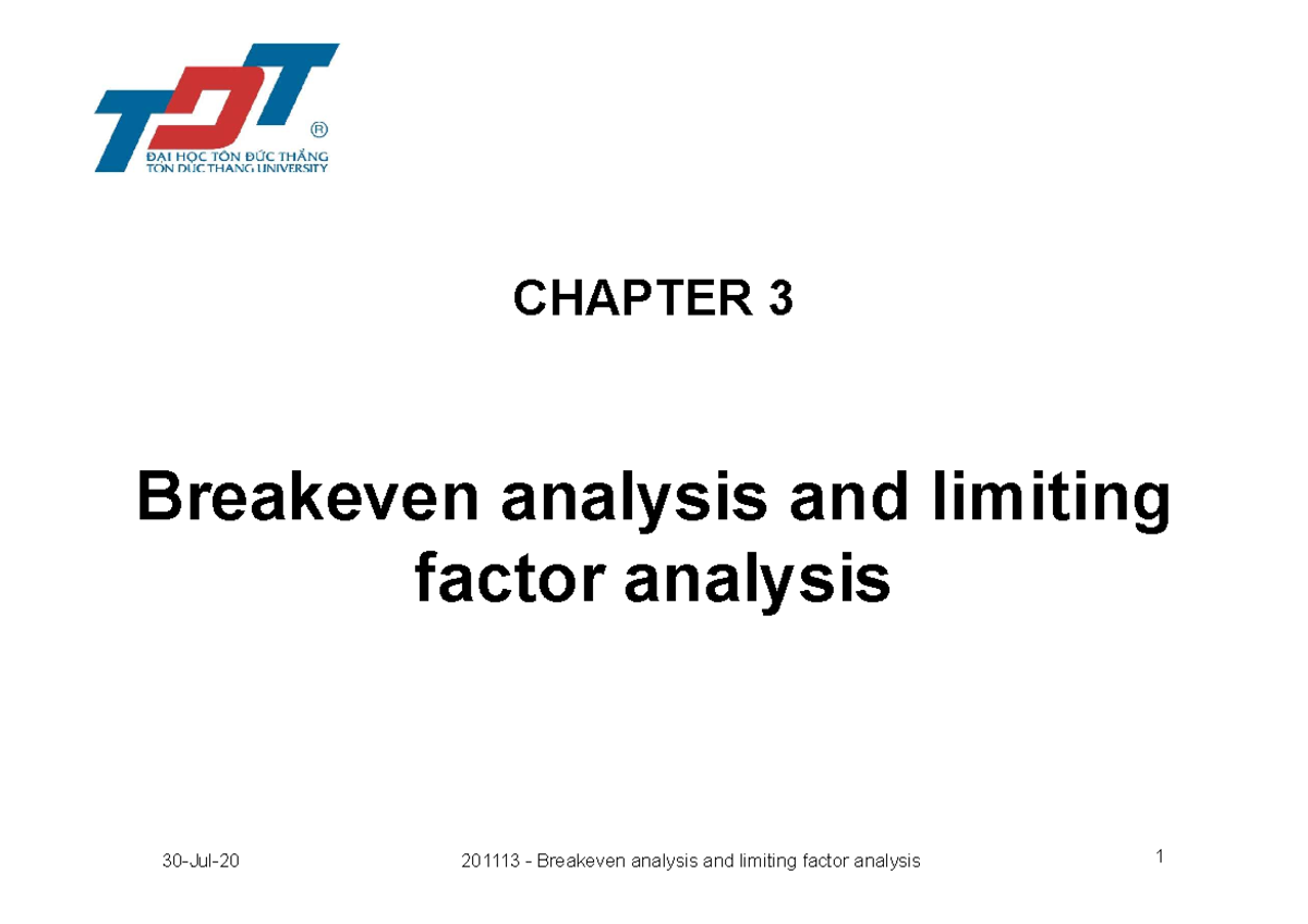 2011 13 Chapter 3 Breakeven Analysis and limiting factor analysis - Kế ...