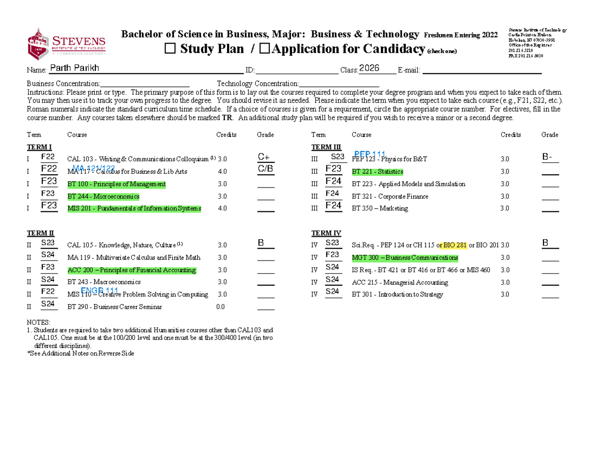 SP 101101000100101 - Bachelor of Science in Business, Major: Business ...