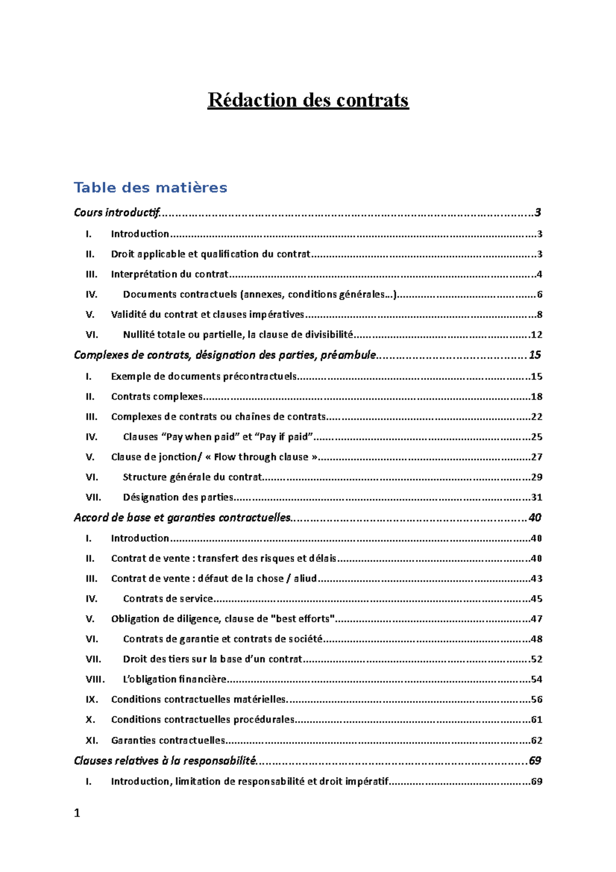 Rédaction de contrats - cours complet - Rédaction des contrats Cours ...