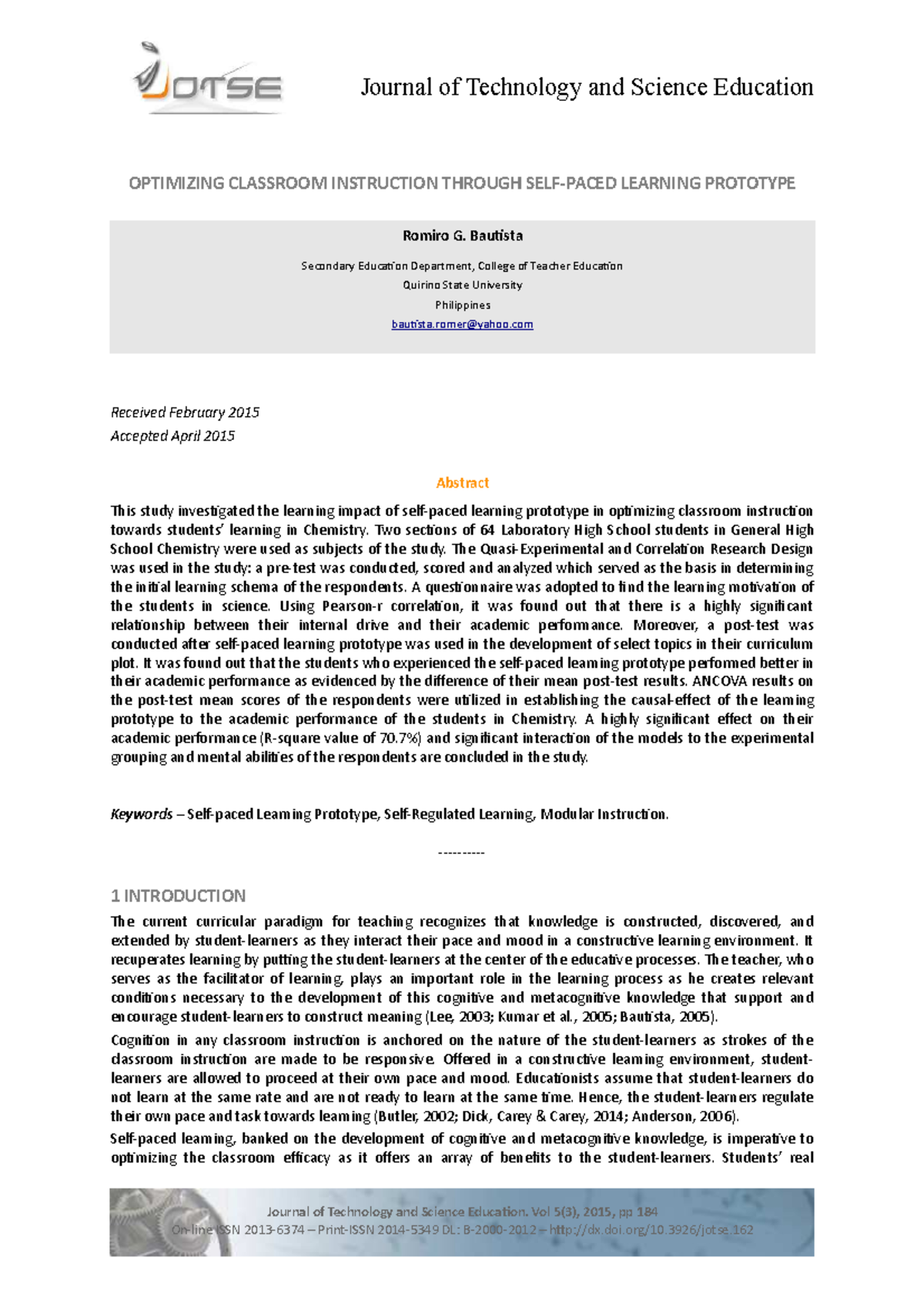 Optimizing Classroom Instruction through - Journal of Technology and Science Education ...