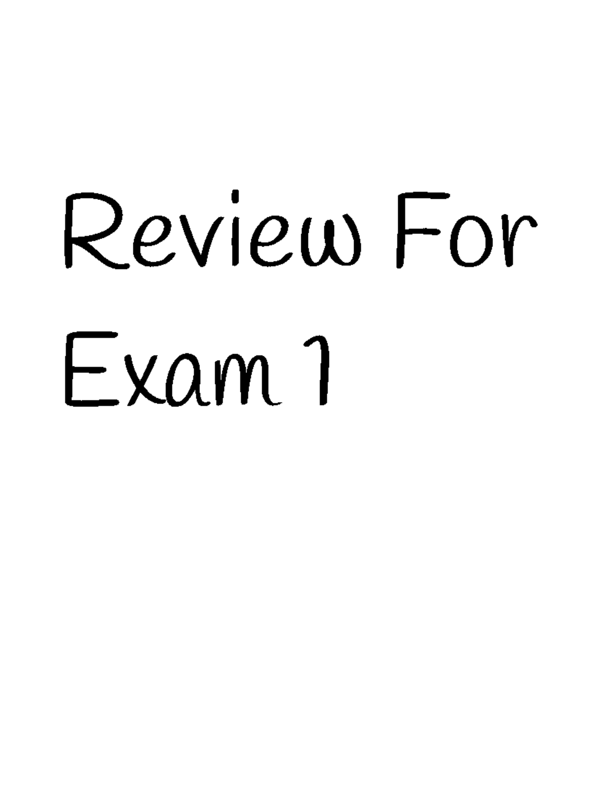 Review math 1 - math notes - Review For Exam 1 Review For Exam 1 ...