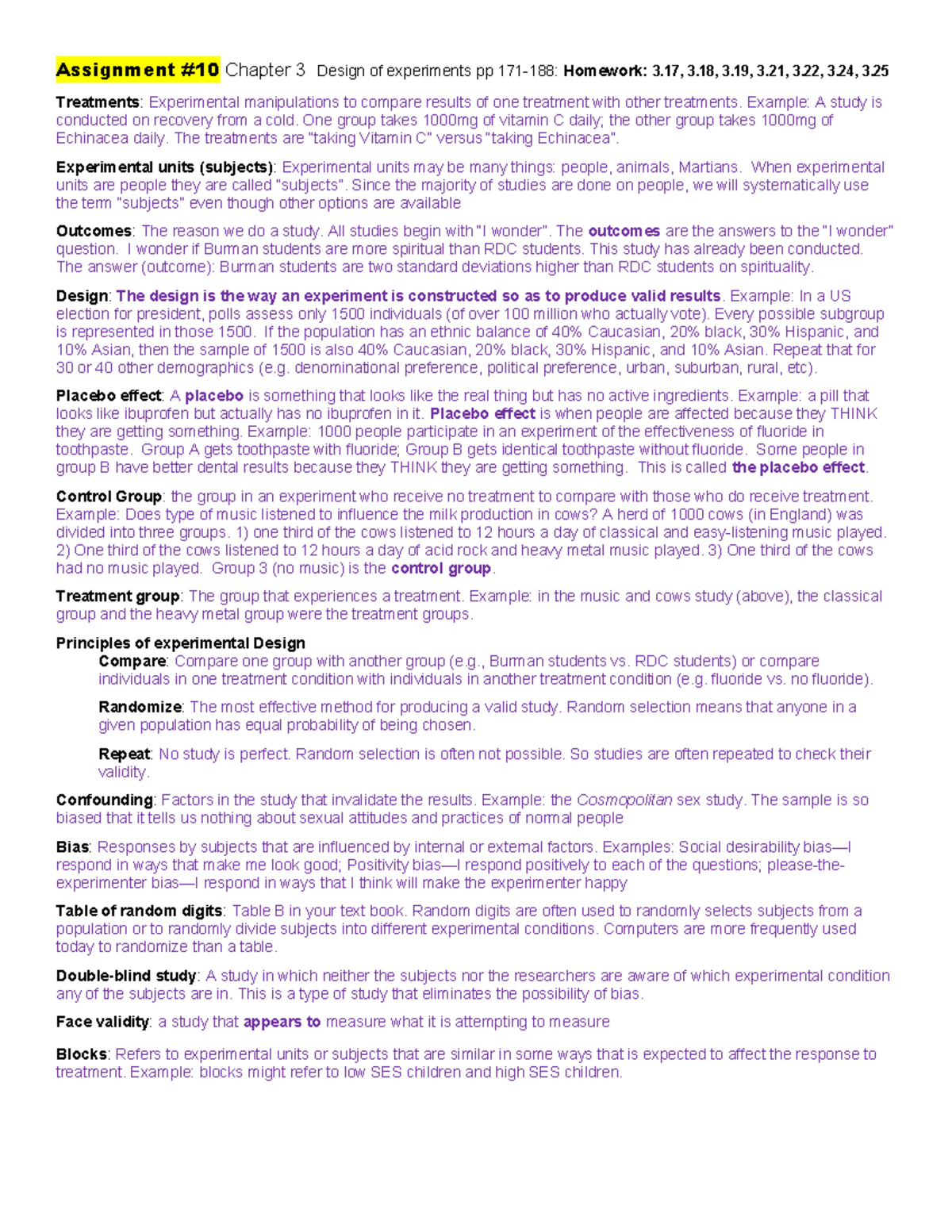 UA Stat Assignment #10 - Darren George - Assignment #10 Chapter 3 Design of experiments pp 171 ...