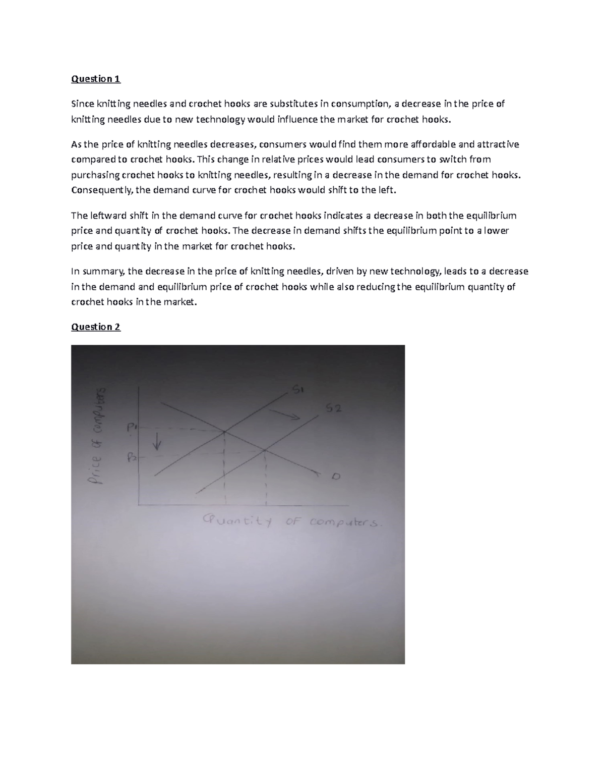 Unisa-9 - assignment - Question 1 Since knitting needles and crochet ...