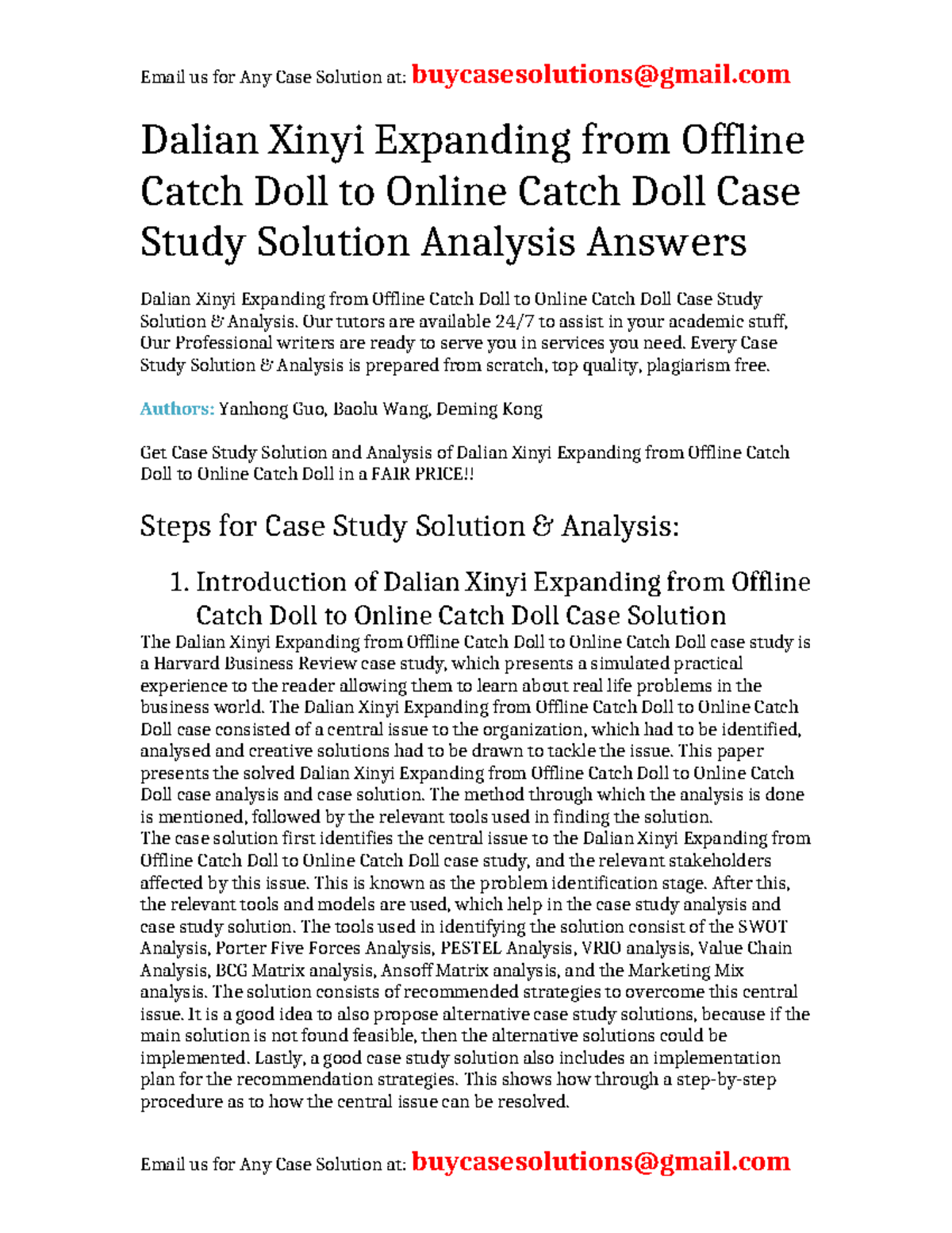 Case Solution Dalian Xinyi Expanding from Offline Catch Doll to Online ...