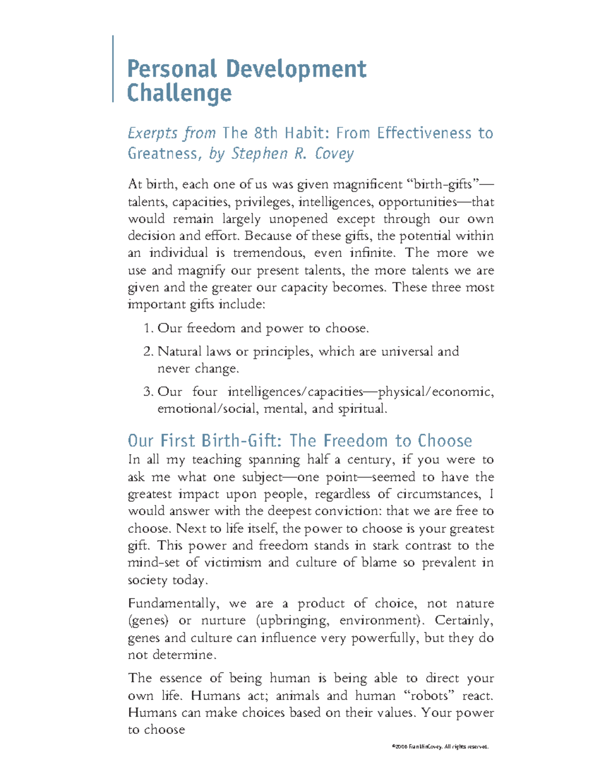 Personal Development Challenge - Personal Development Challenge Exerpts ...