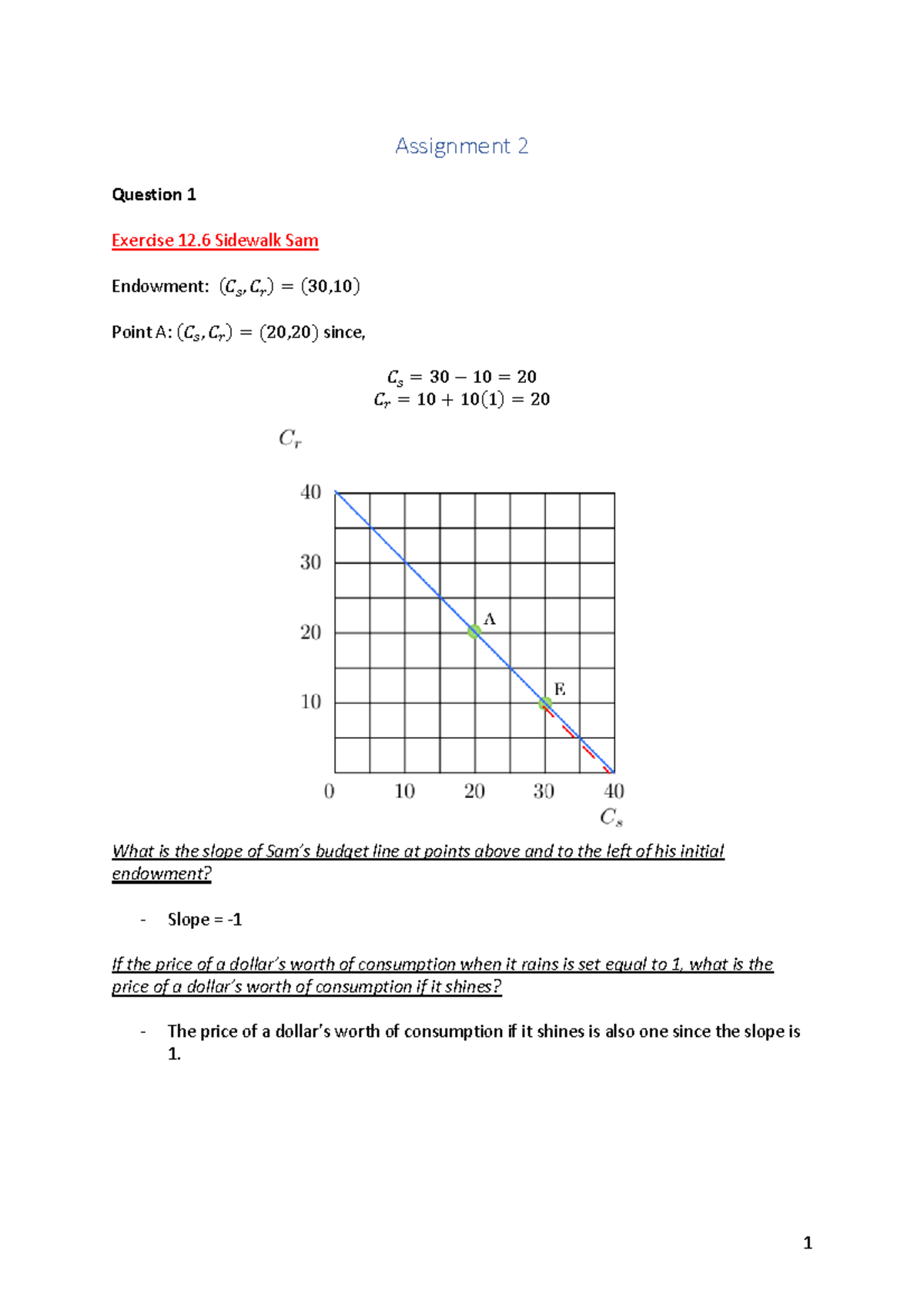 AEA Assignment 2 - Assignment 2 Question 1 Exercise 12 Sidewalk Sam ...