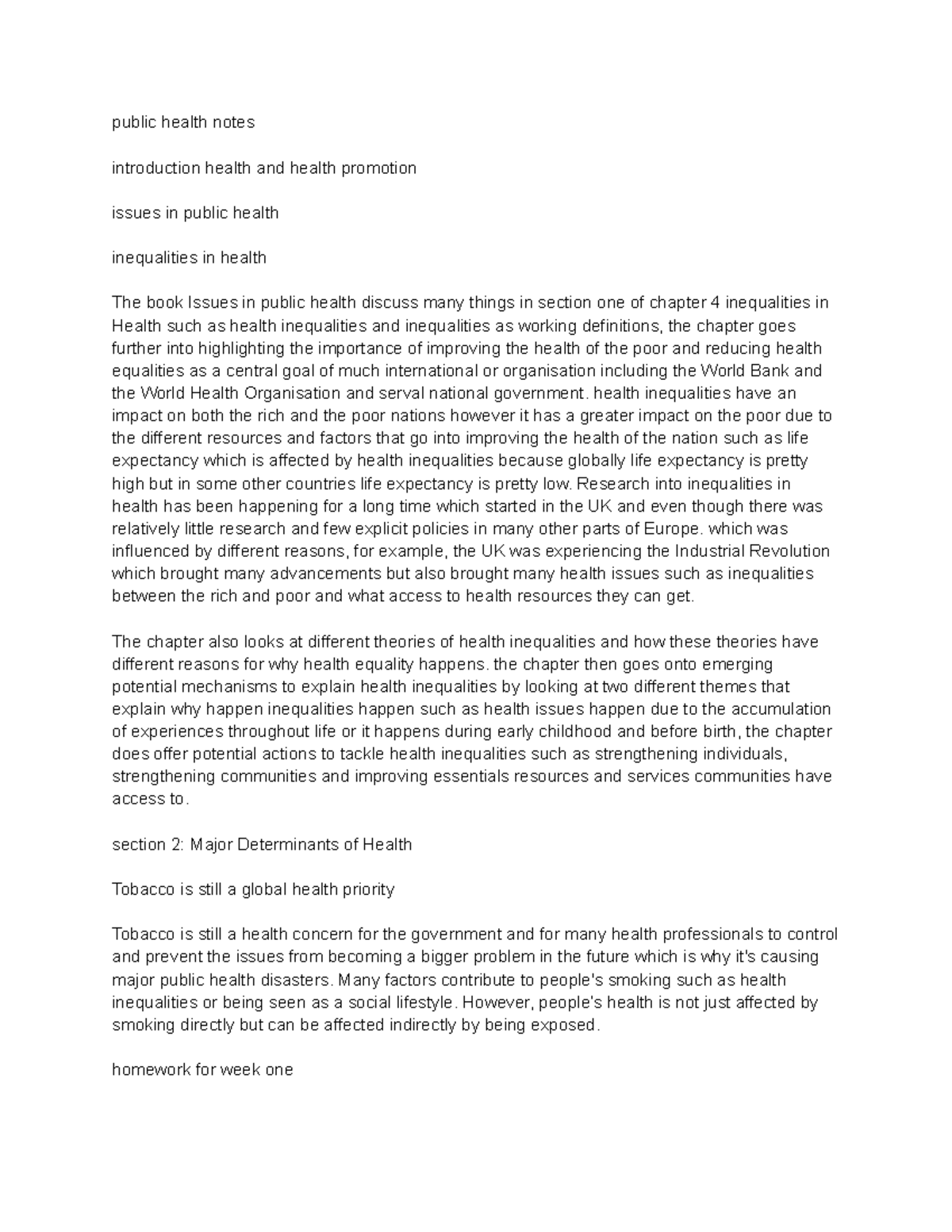 Public health notes - public health notes introduction health and ...