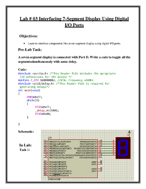 MP LAB #1 068 - lab 1 - Microprocessor Systems & Interfacing Lab # 01 Submitted To: Mam Asma ...