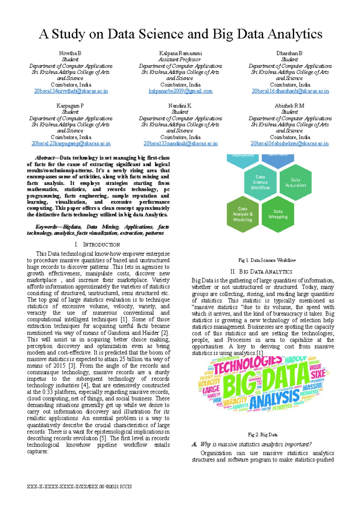 A Study on Data Science and Big Data Analytics - ac Karpagam P Student ...