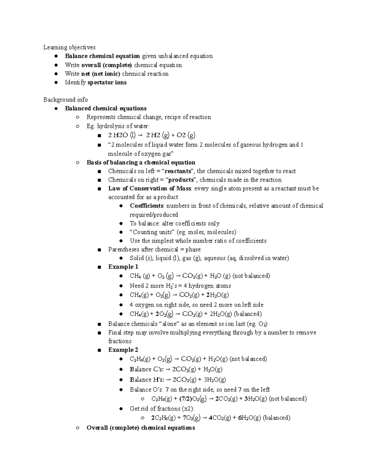 Skill Builders 9 Writing Chemical Reactions - Learning objectives ...