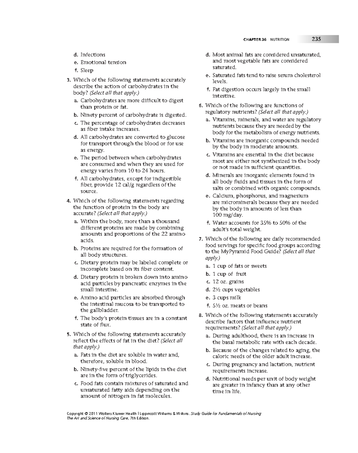 Fundamentals of Nursing The Art and Science of Nursing Care Study Guide ...