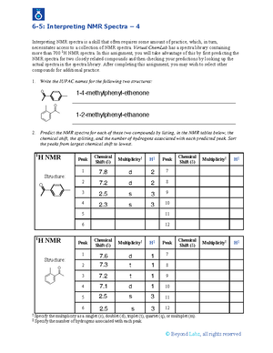 Interpreting NMR Spectra - Lab Module 1 - © Beyond Labz, all rights ...