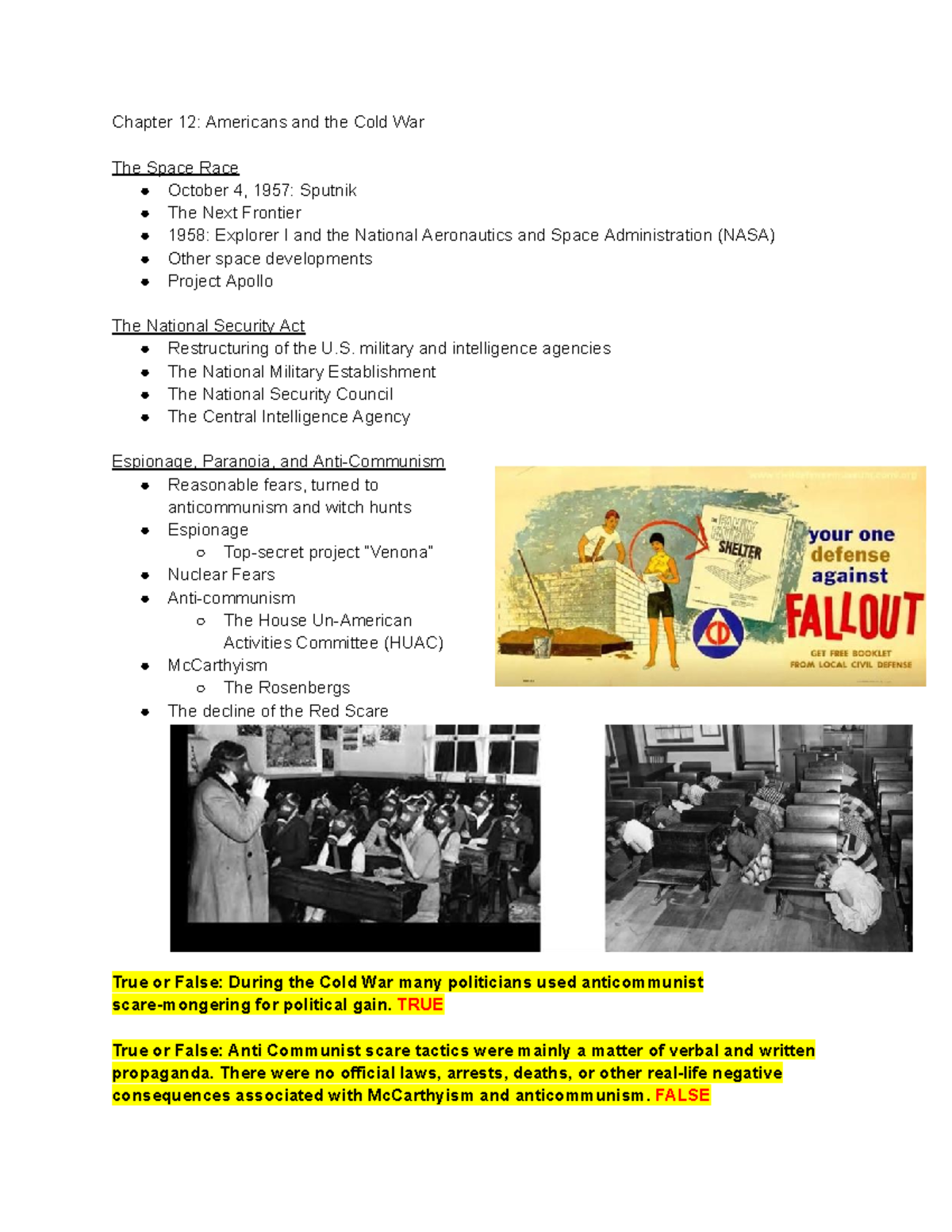 Chapter 12: Americans and the Cold War - military and intelligence ...