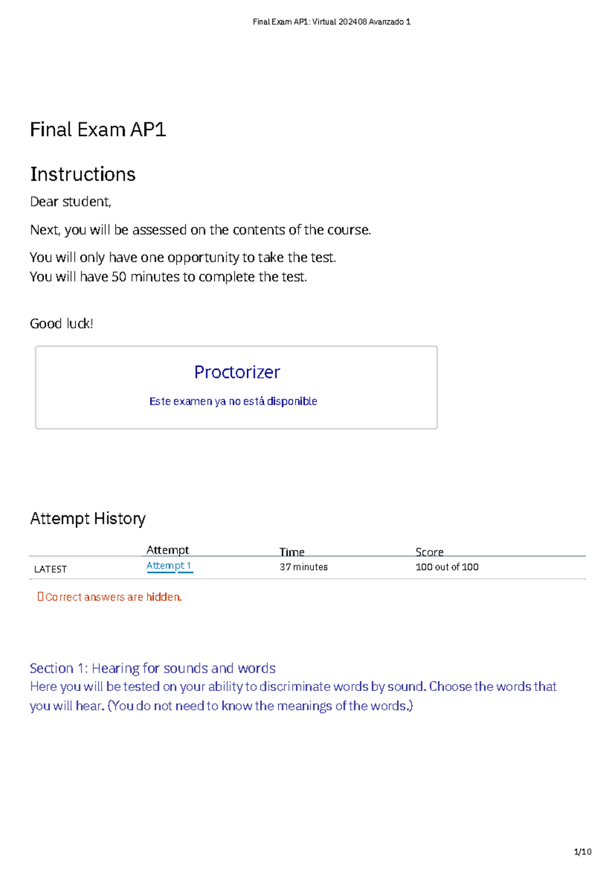 Final Exam AP1 Virtual 202408 Avanzado 1 - Instructions Dear student ...