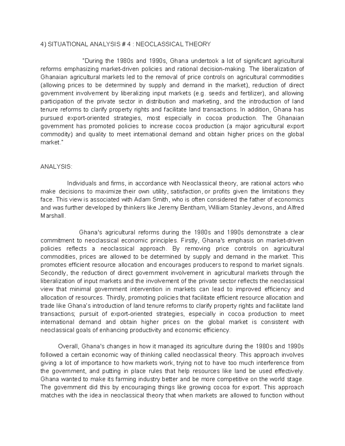 Econ-Analysis 4 (Ghana) - 4) SITUATIONAL ANALYSIS # 4 : NEOCLASSICAL ...