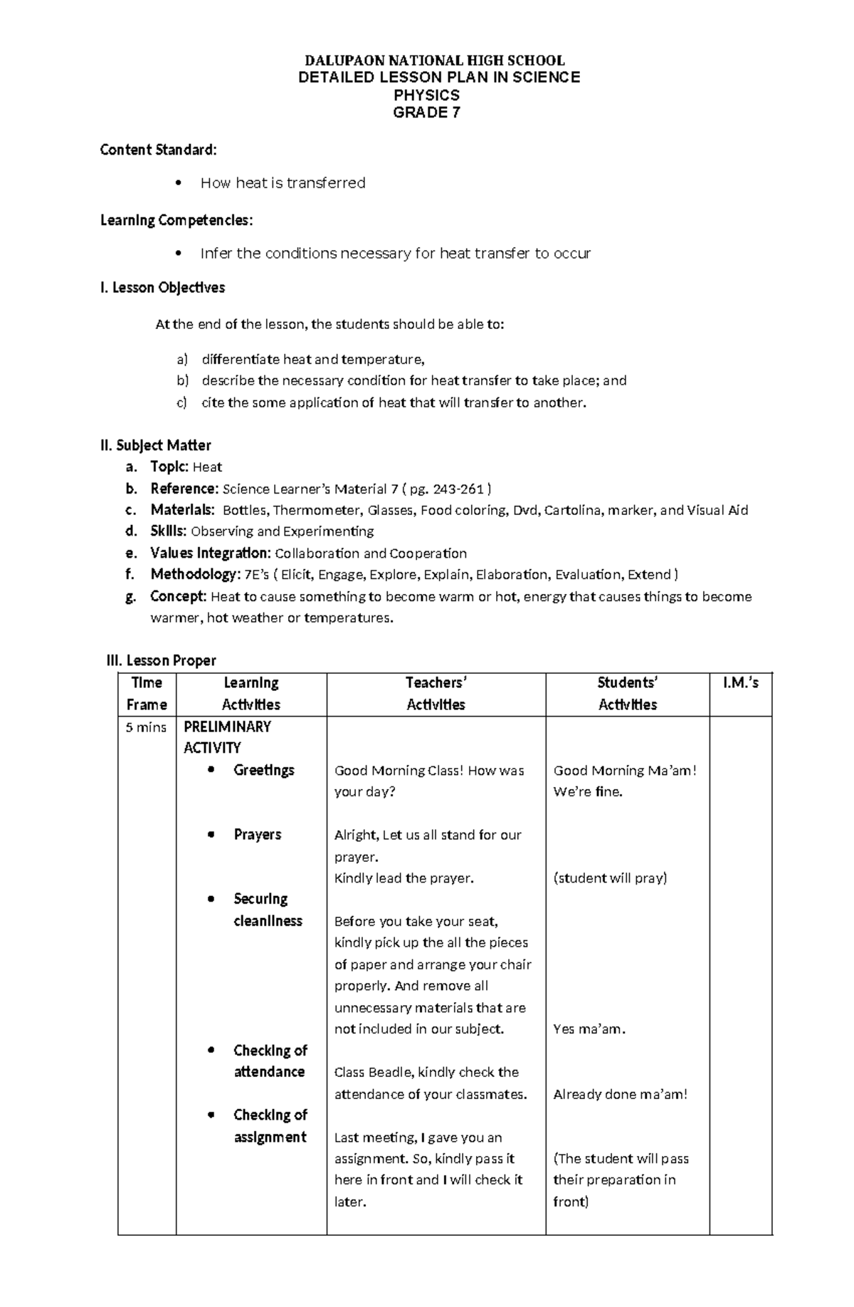 412245996 Lesson Plan 7 Heat - DALUPAON NATIONAL HIGH SCHOOL DETAILED ...