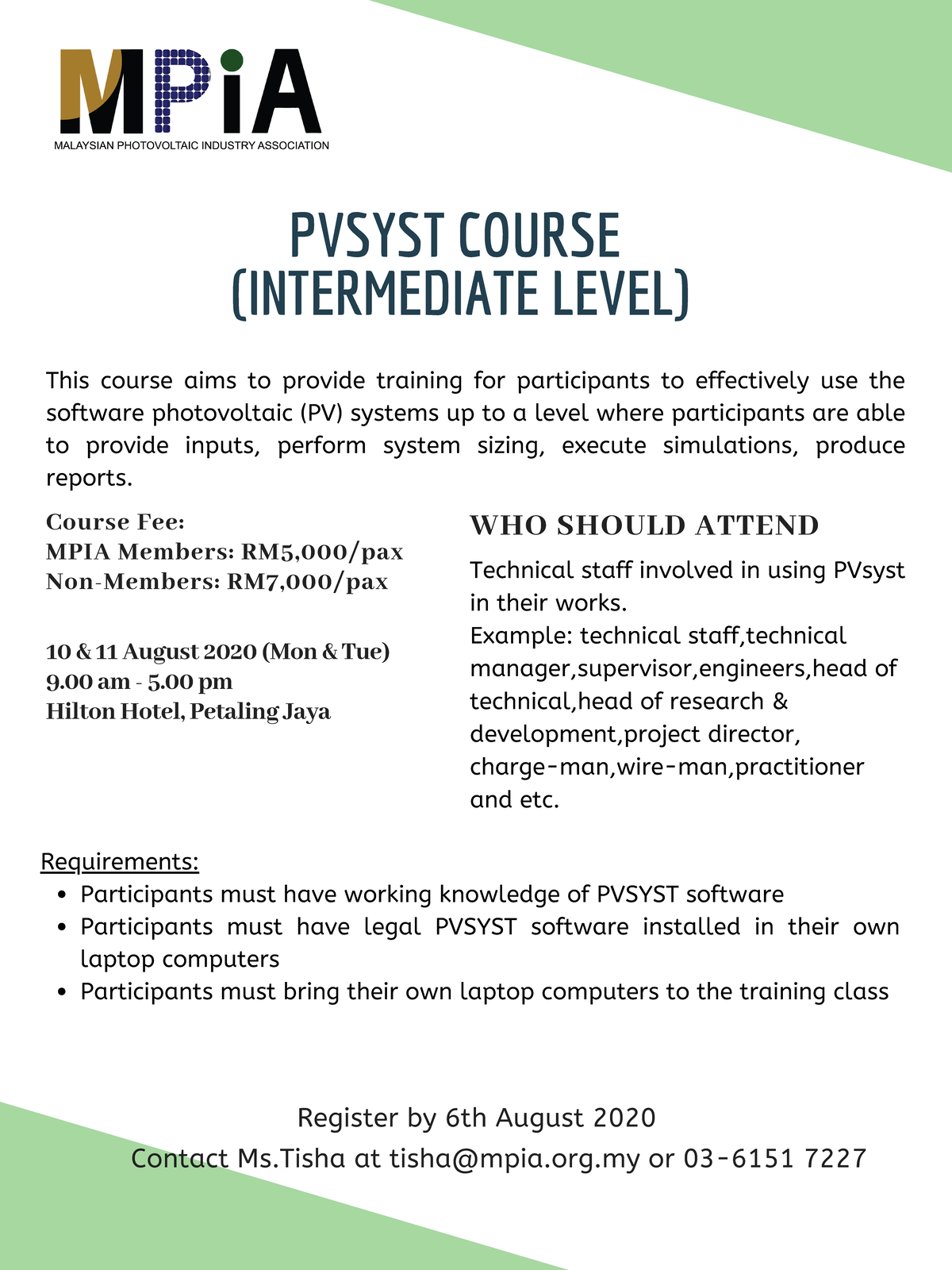 PVSyst Course for Intermediate Level - PVSYST COURSE (INTERMEDIATE LEVEL) 10 & 11 August 2020 ...