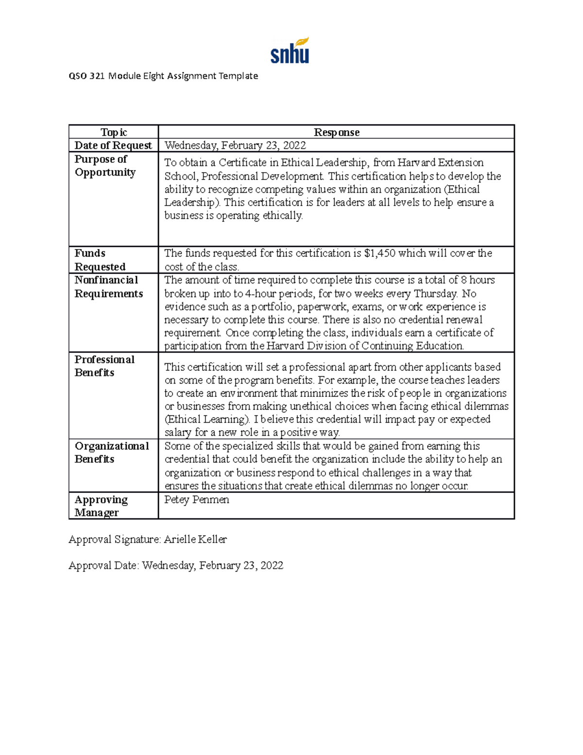 QSO 321 Module Eight Assignment - This certification helps to develop ...