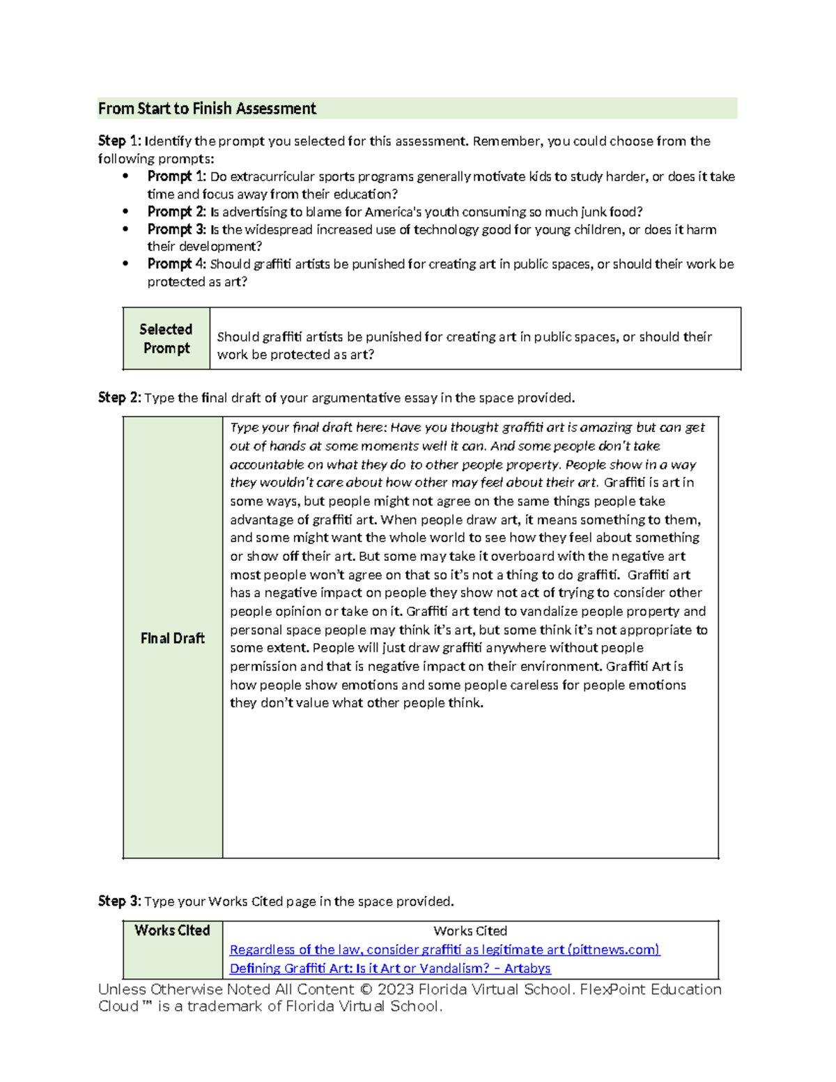 From start to finish assessment - From Start to Finish Assessment Step ...