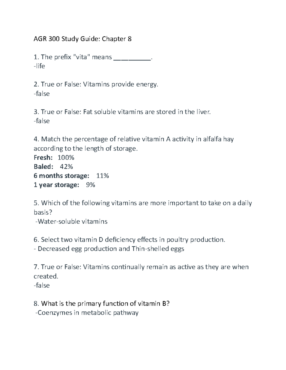 AGR 300 Study Guide, Chapter 8 - AGR 300 Study Guide: Chapter 8 The ...