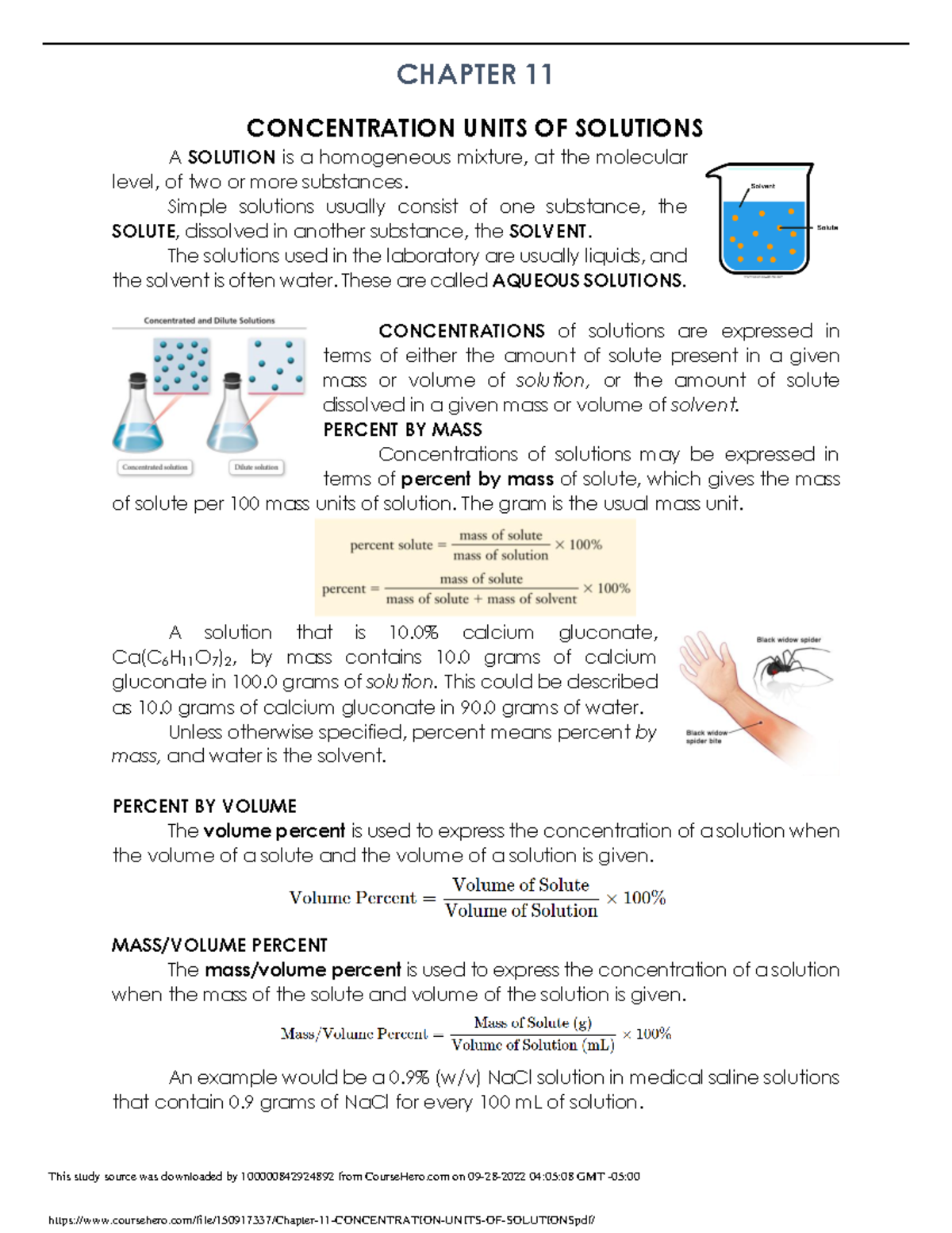Chapter 11 Concentration Units OF Solutions CHAPTER 11 CONCENTRATION