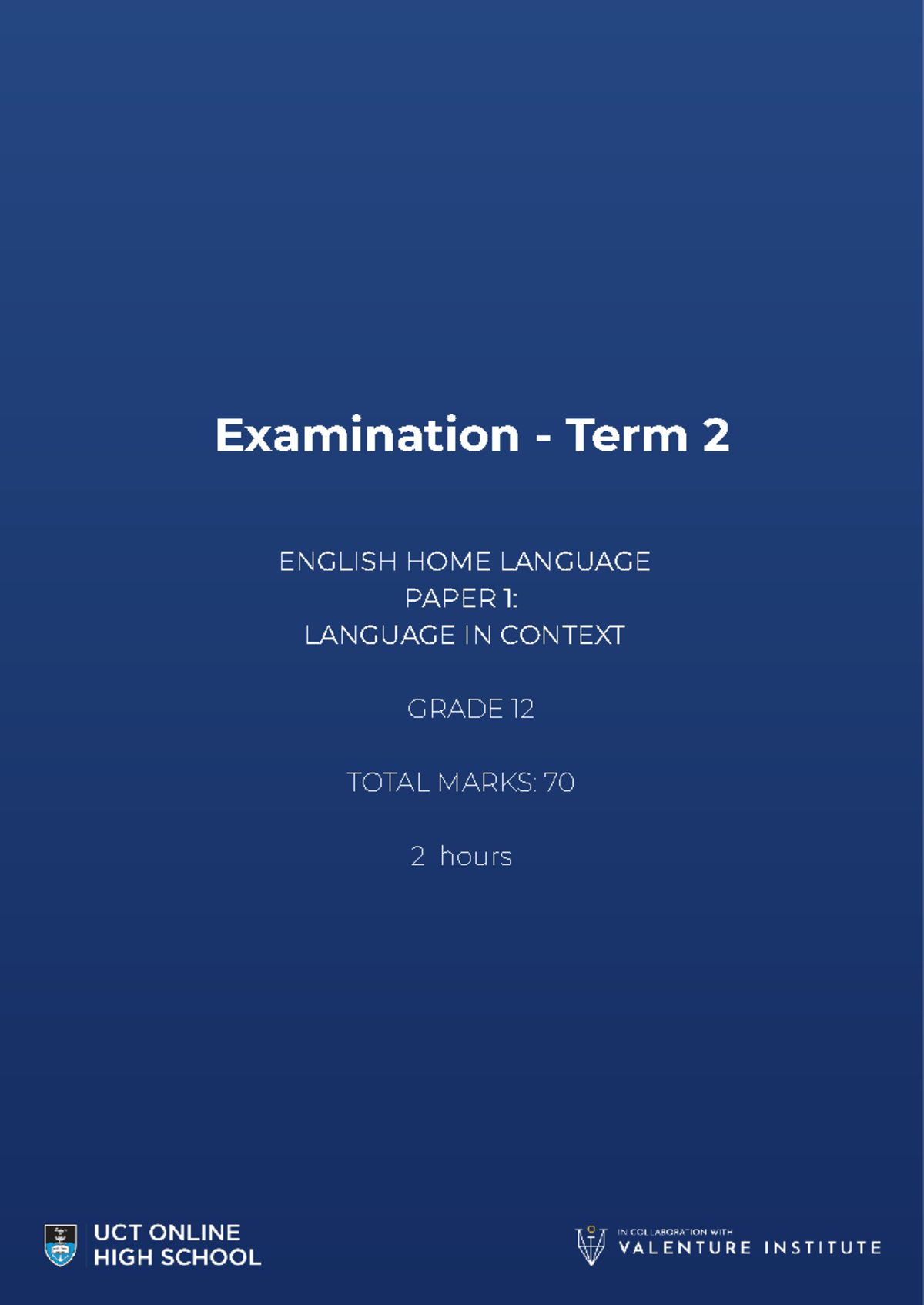 G12 English Term2 Exam Question Paper 1 - Examination - Term 2 ENGLISH ...