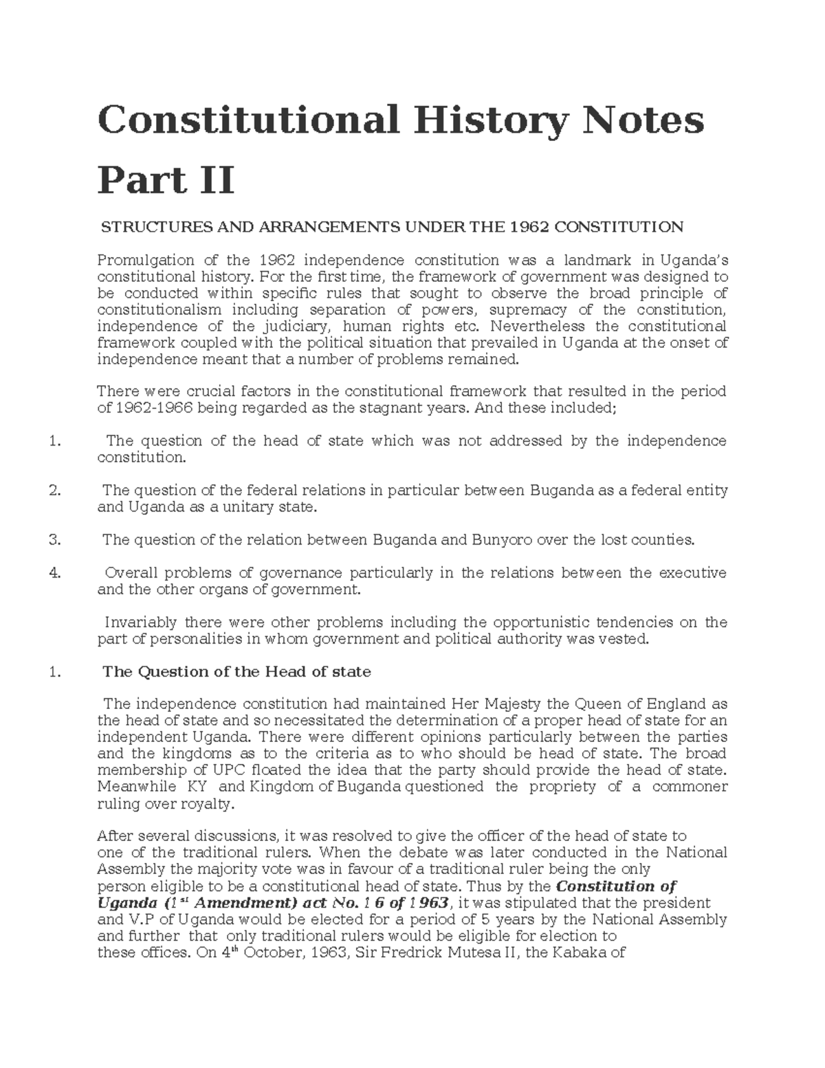 Constitutional Summarised - Constitutional History Notes Part II ...