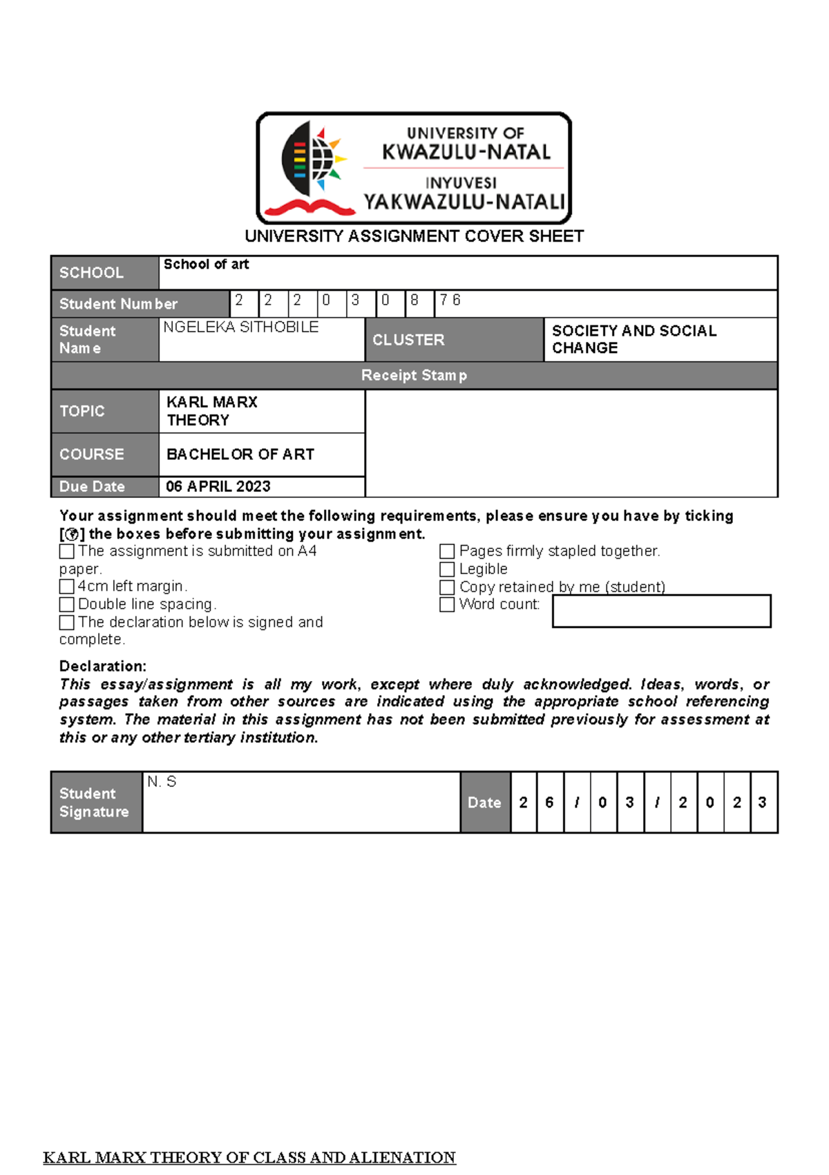 SOCY 201 Assignment 1 - essay i sociology - UNIVERSITY ASSIGNMENT COVER ...