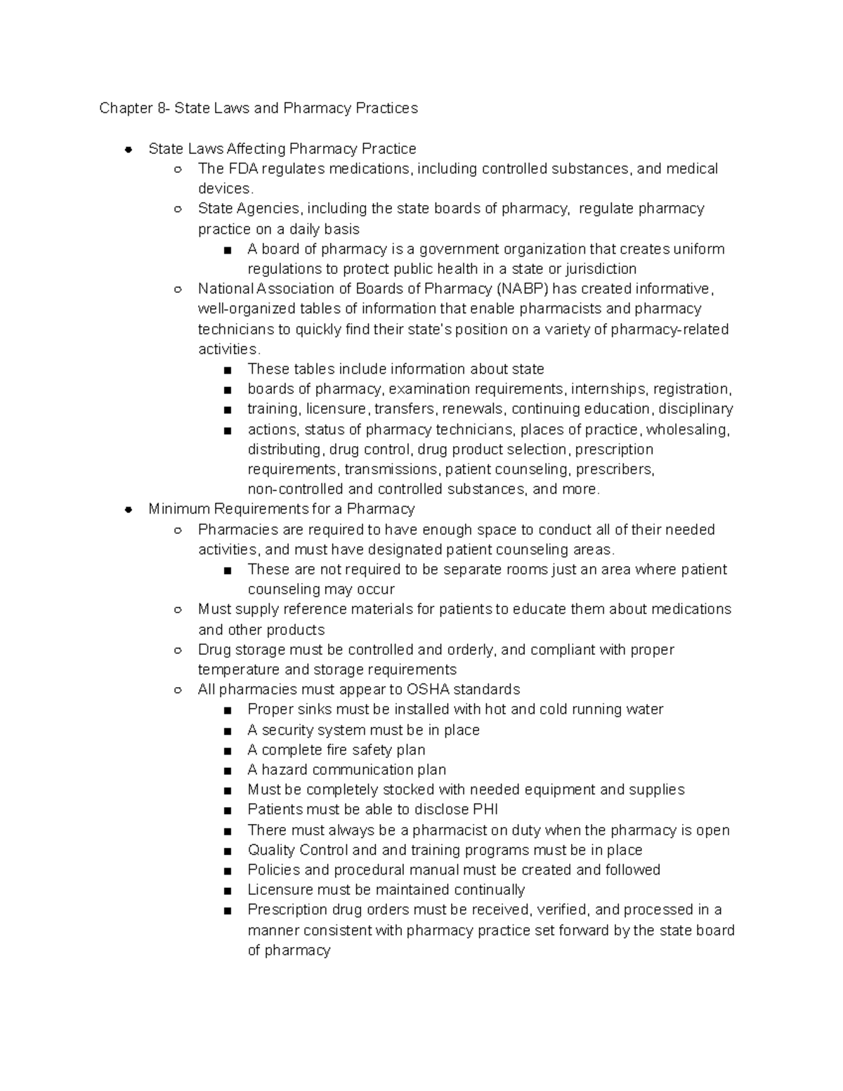 Week 3(reading) Chapters 8,5 - Chapter 8- State Laws and Pharmacy ...